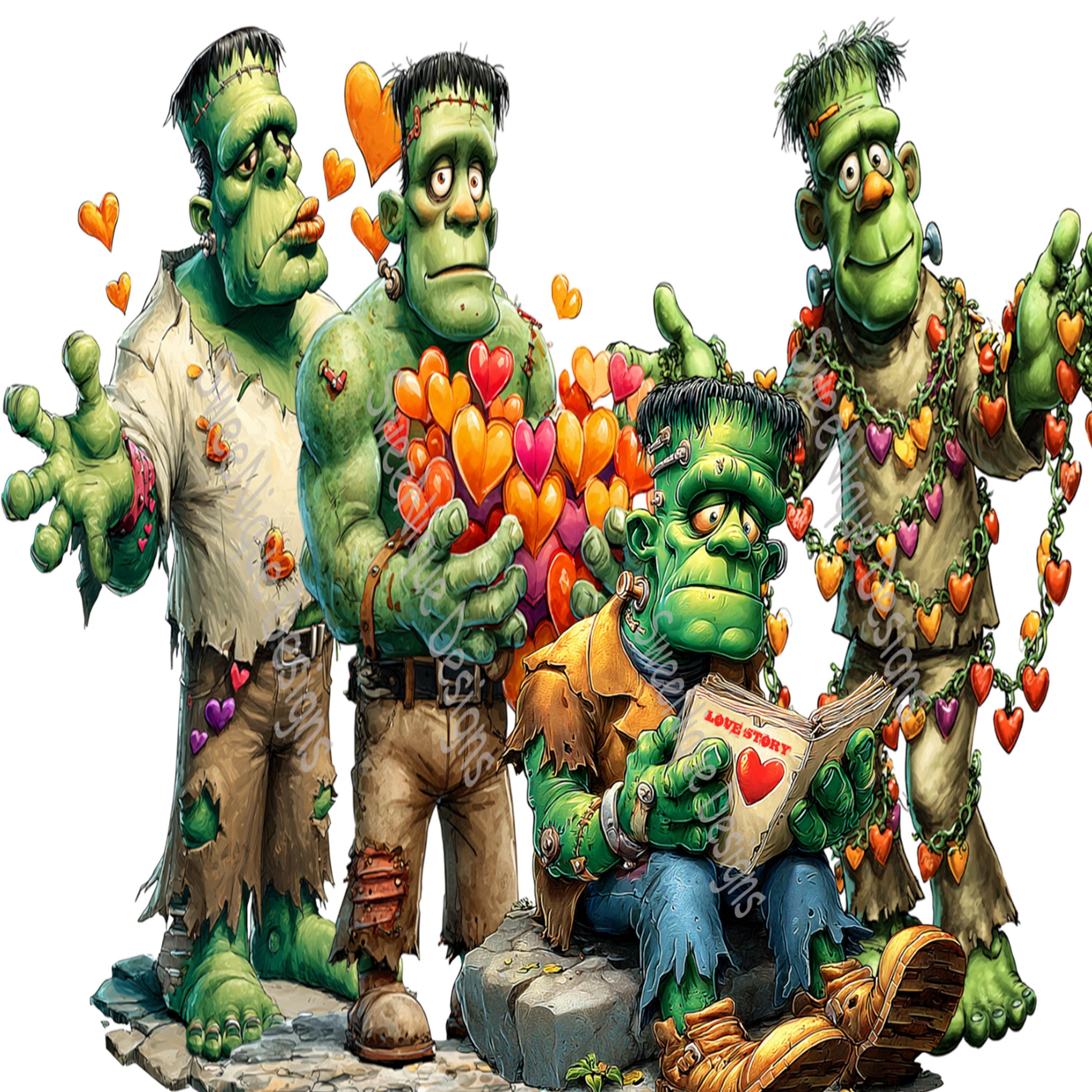 Funny Frankenstein in Love PNG Clipart: 24 Valentines Day Monster ...