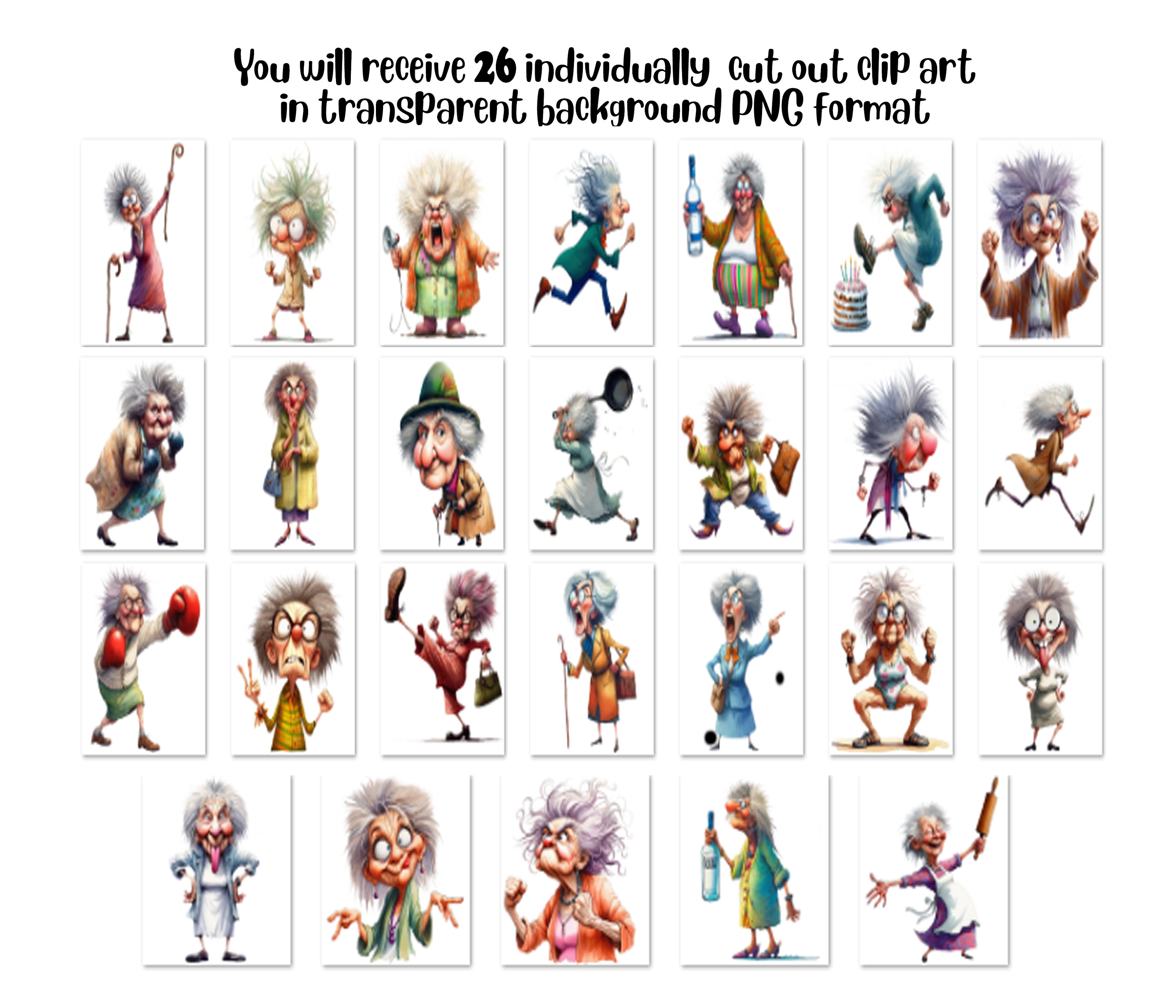 26 Transparent Background Funny Spunky Old Lady Clip Art, PNG 300 Dpi ...