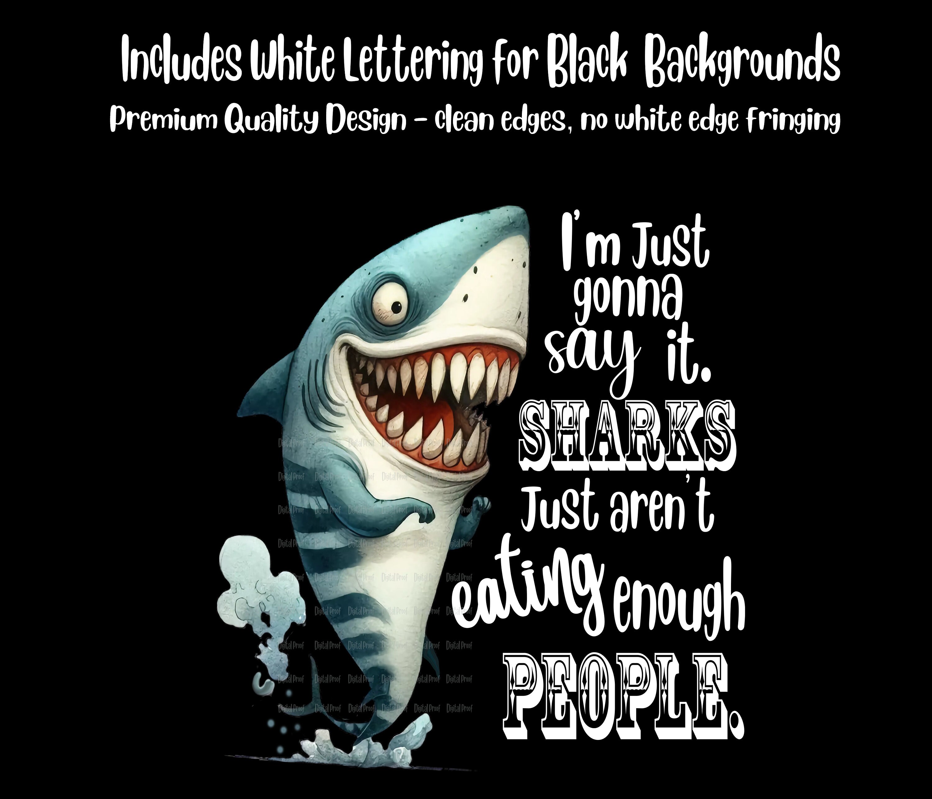Sharks and People, Funny Sarcastic Saying Quote and Clipart ...