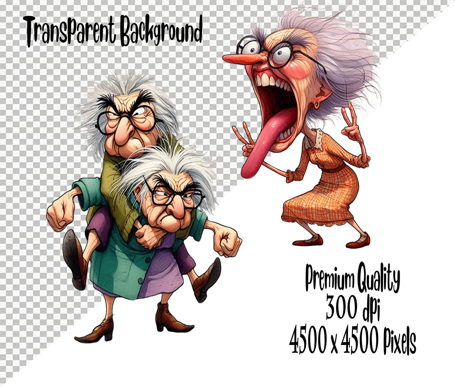 18 Transparent Background Feisty Old Ladies Clip Art, PNG 300 Dpi High ...