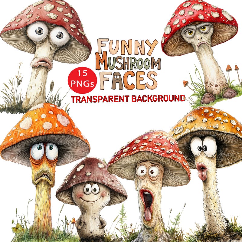 Cartoon Mushroom Stickers - Etsy