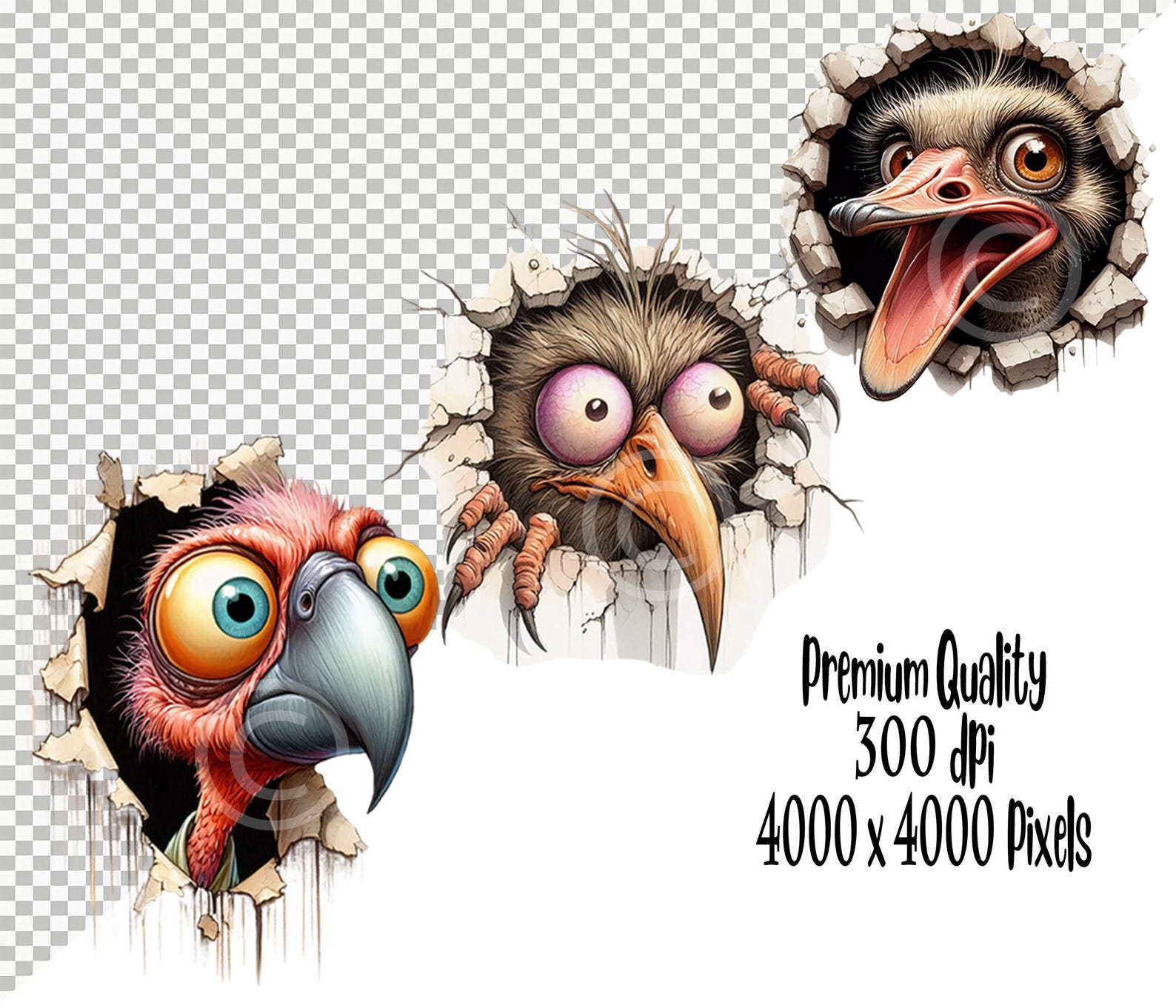 30 Transparent Background Funny Peeking Birds Clip Art, PNG 300 Dpi ...
