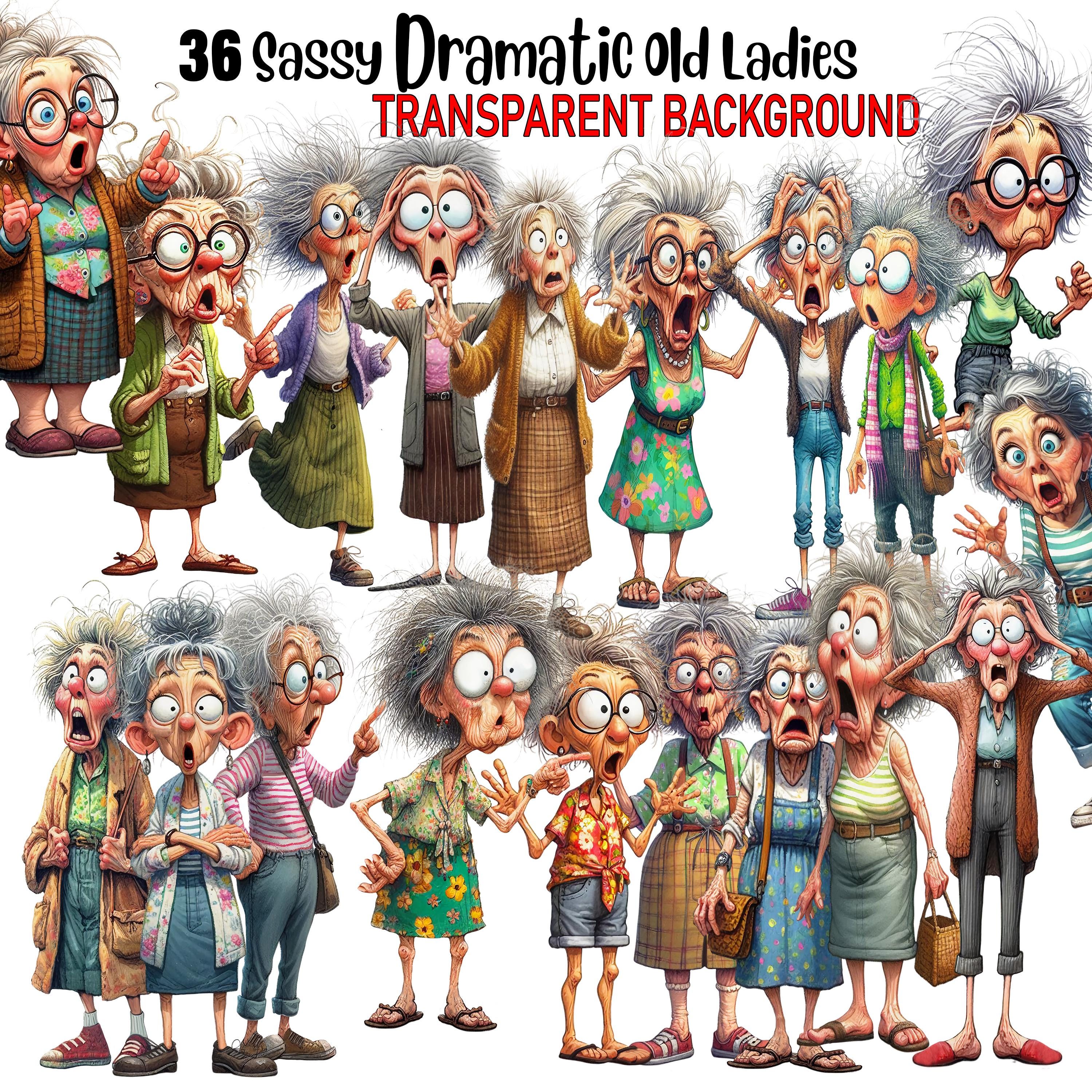 36 Transparent Background Funny Sassy Dramatic Old Lady Clip Art, PNG ...