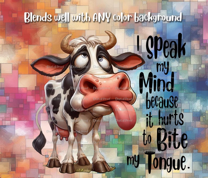 Funny Cow Sarcastic Saying Quote and Clipart, Sublimation Shirt Mug ...