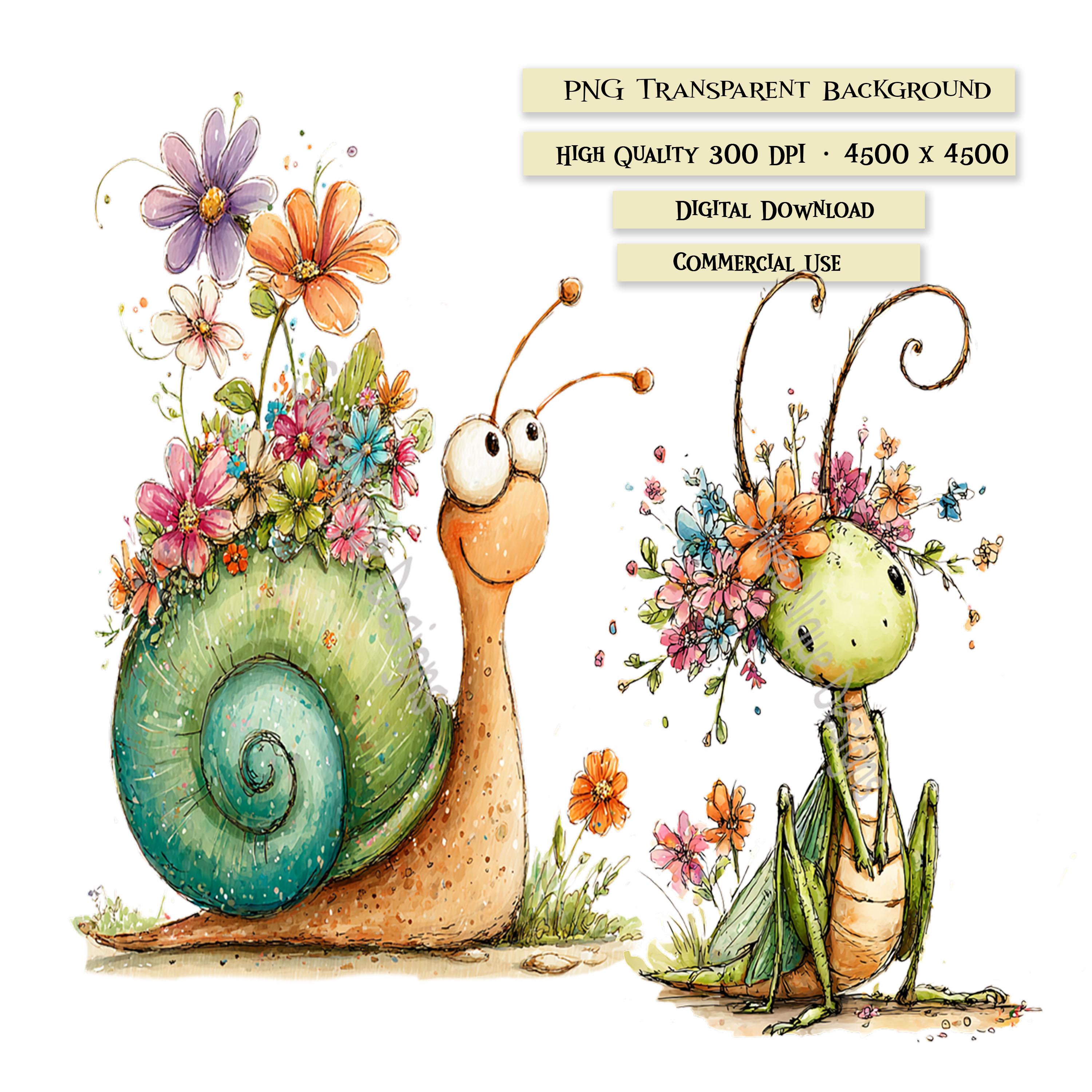 Whimsical Garden Bugs PNG Clipart: 18 Flower Insect Graphics ...