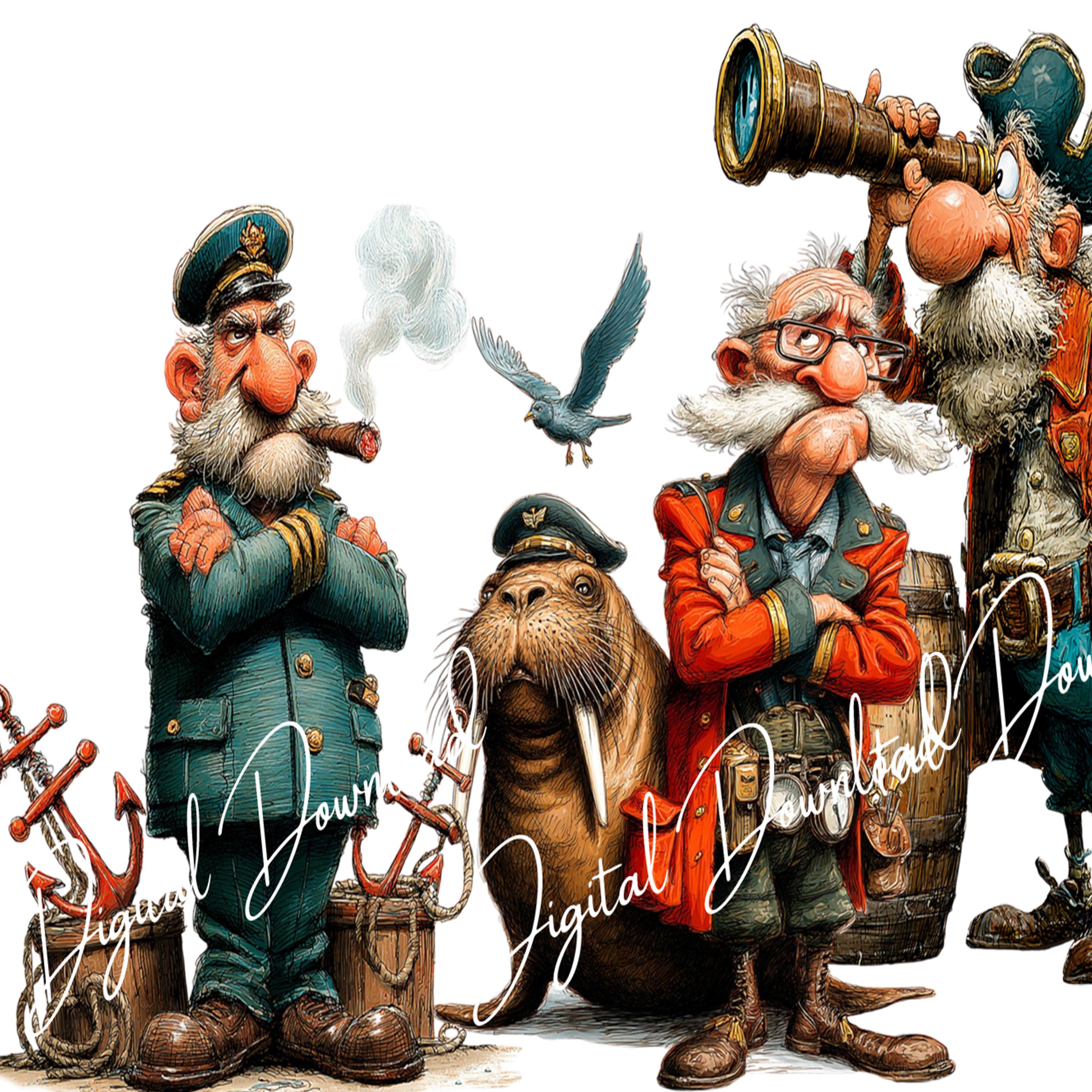 Funny Quirky Sea Captains PNG Clipart: Nautical Old Men, 18 Transparent ...