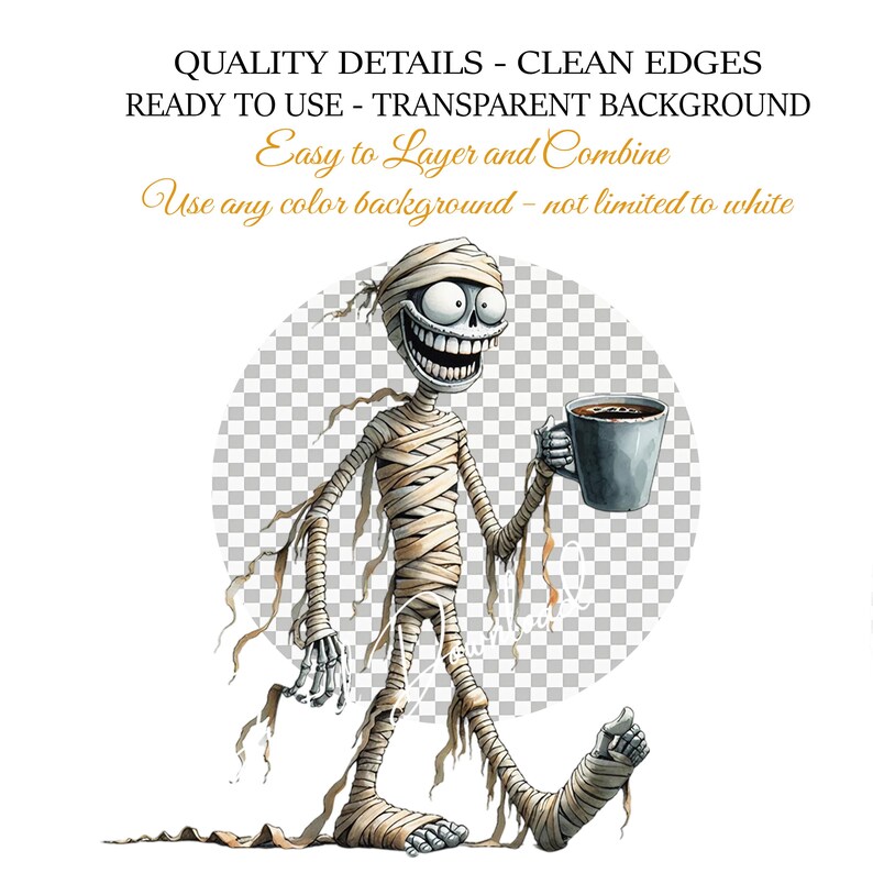 Funny Halloween Clipart: Cute Spooky Mummy Graphics (25 Transparent ...