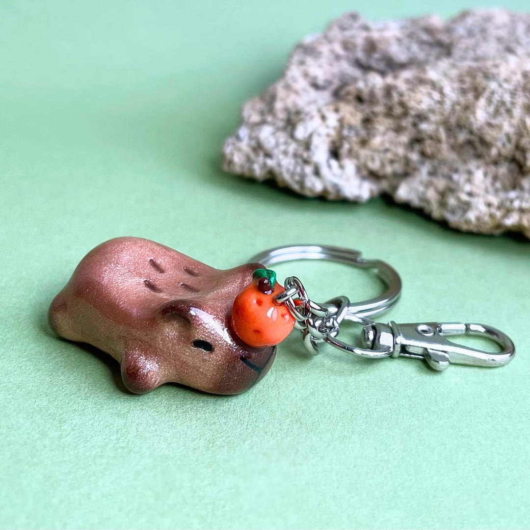 Handmade Capybara Worry Stone Keychain | Anxiety Reliever | Anti ...