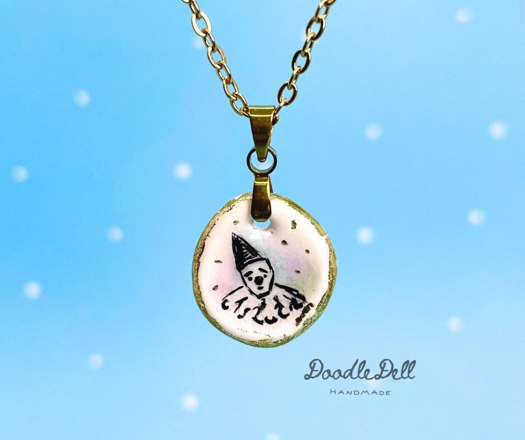 Handmade Clown Necklace | Hand Painted Sad Pierrot Pendant | Circus ...