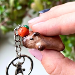 Handmade Capybara Worry Stone Keychain | Anxiety Reliever | Anti ...