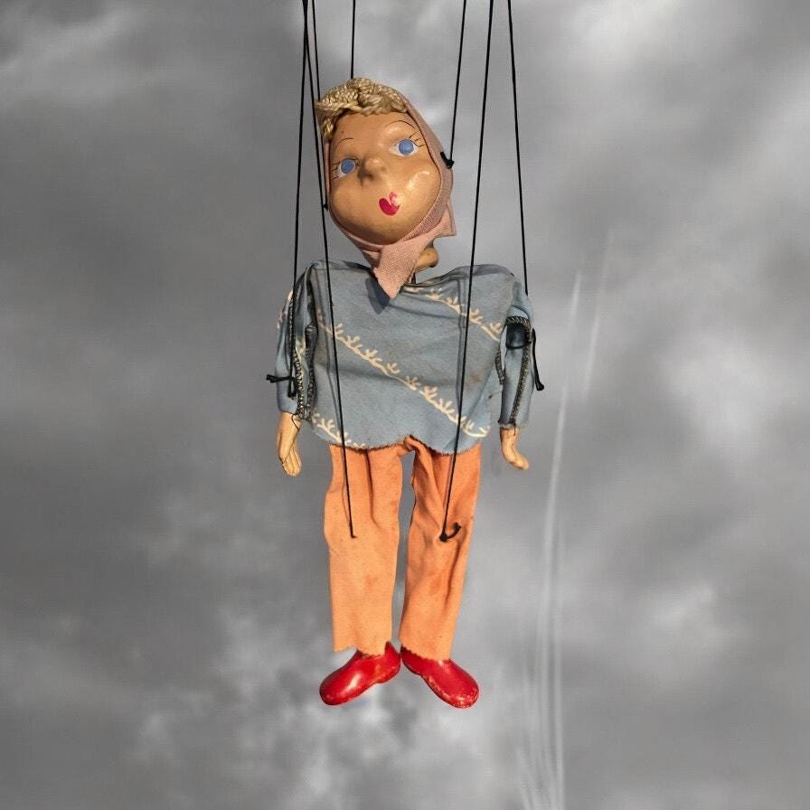 Vintage Folk Art Puppet-marionette-paper Mache-german Style Peasant ...