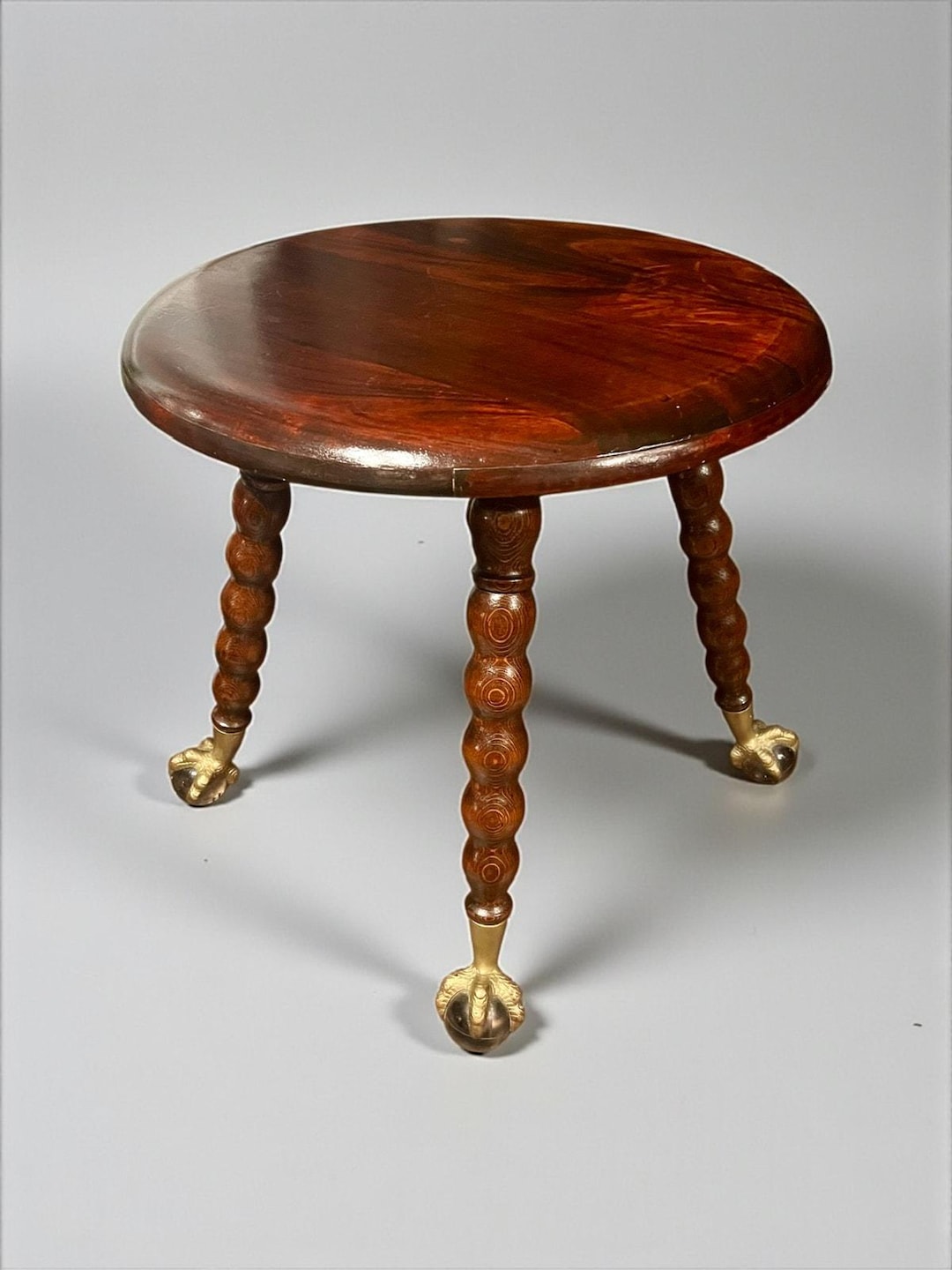 Antique Crystal Uranium Glass Ball & Claw Foot Table-bobbin Legs-1800s ...