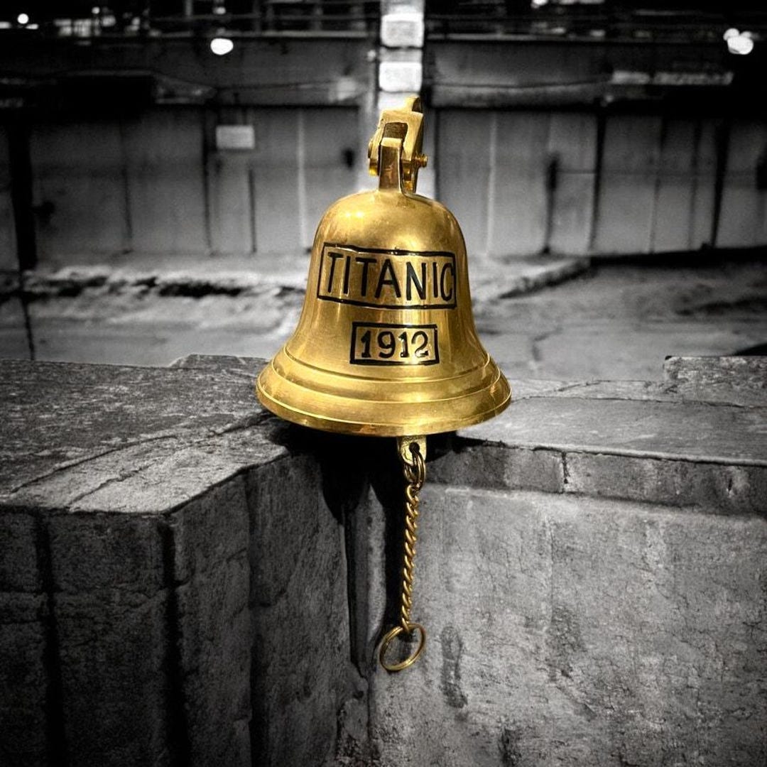 Brass Ship Bell-titanic Replica-nautical Decor-beach-historic-wall ...