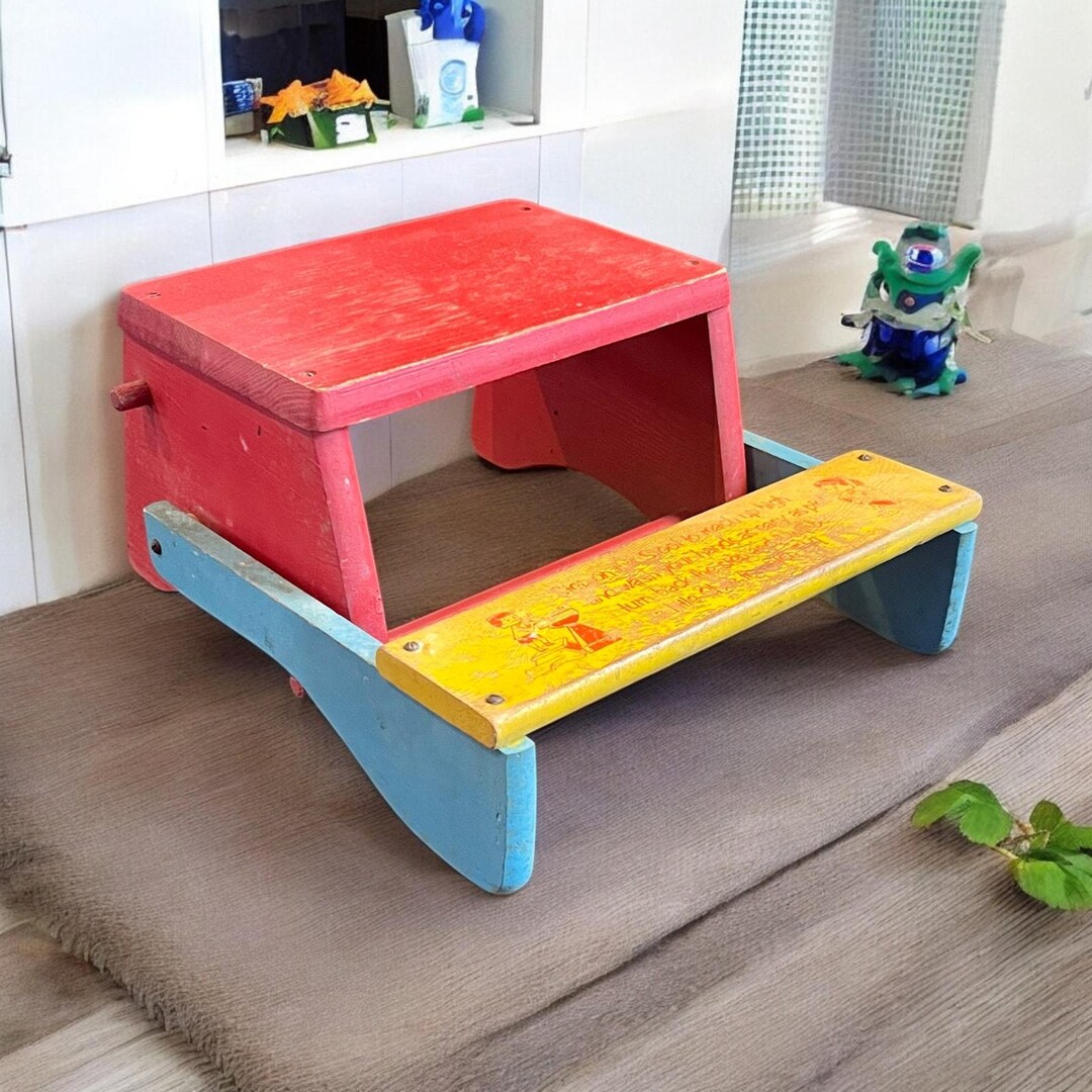Vintage Childs Step Stool Chair-convertible-rustic Chippy Paint-nursery ...