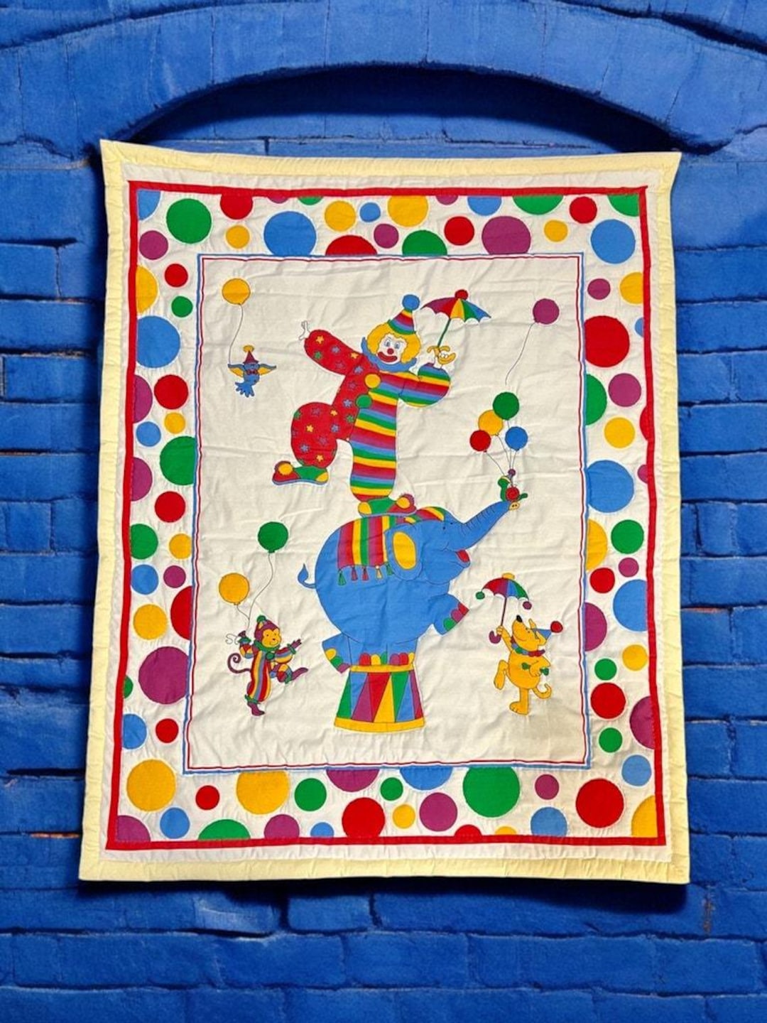 Vintage Clown Circus Nursery Wall Hanging-hand Sewn Padded-blanket ...