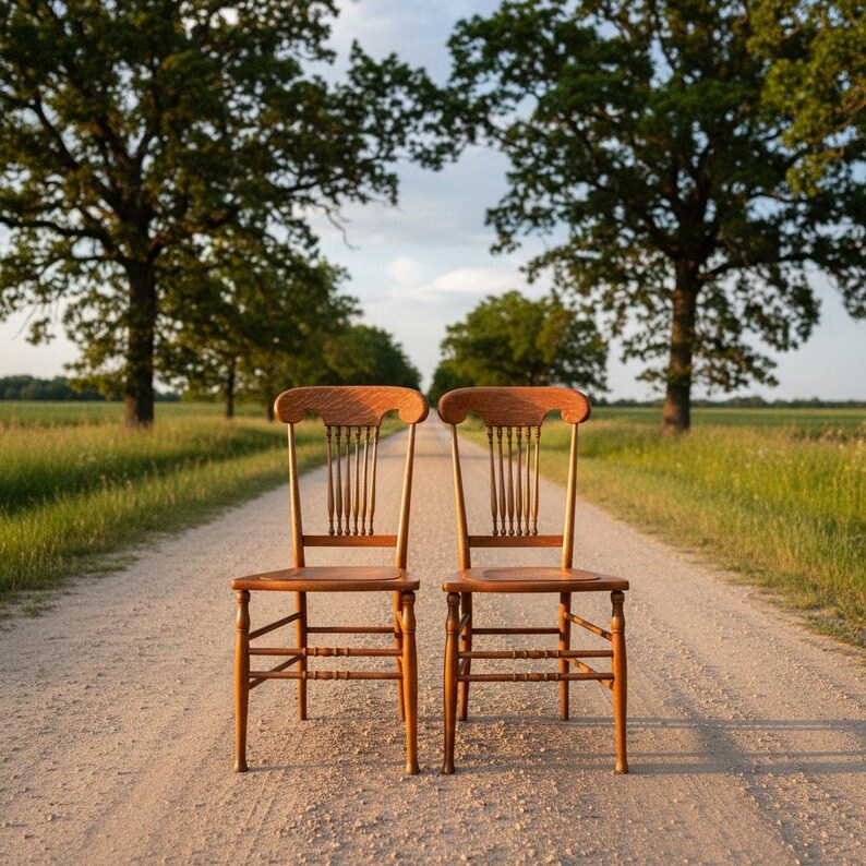 Antique Oak Spindle Chairs-tooled Leather Seats-1900s Restored ...