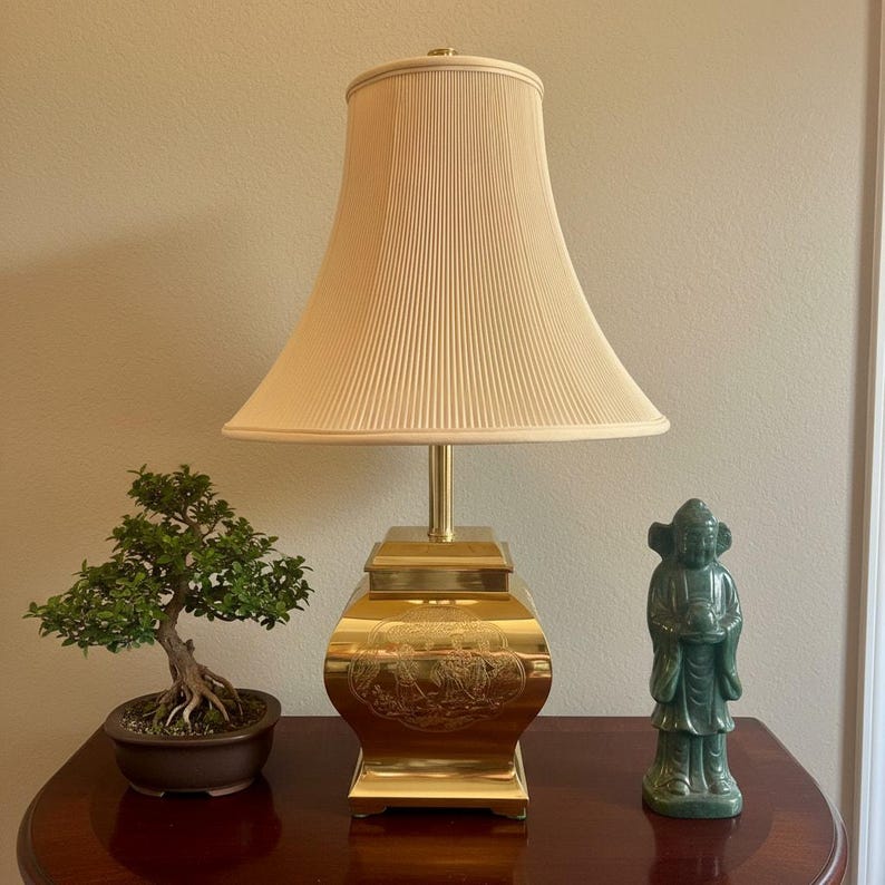 Vintage Pair Brass Chinoiserie Table Lamps-hollywood Regency-asian ...