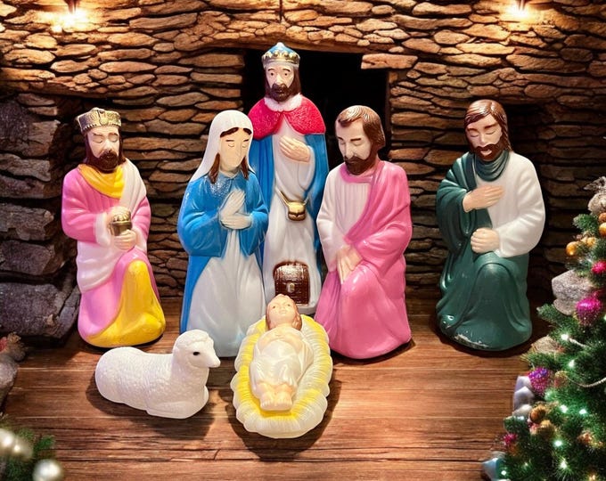 Vintage Blow Mold Nativity Set