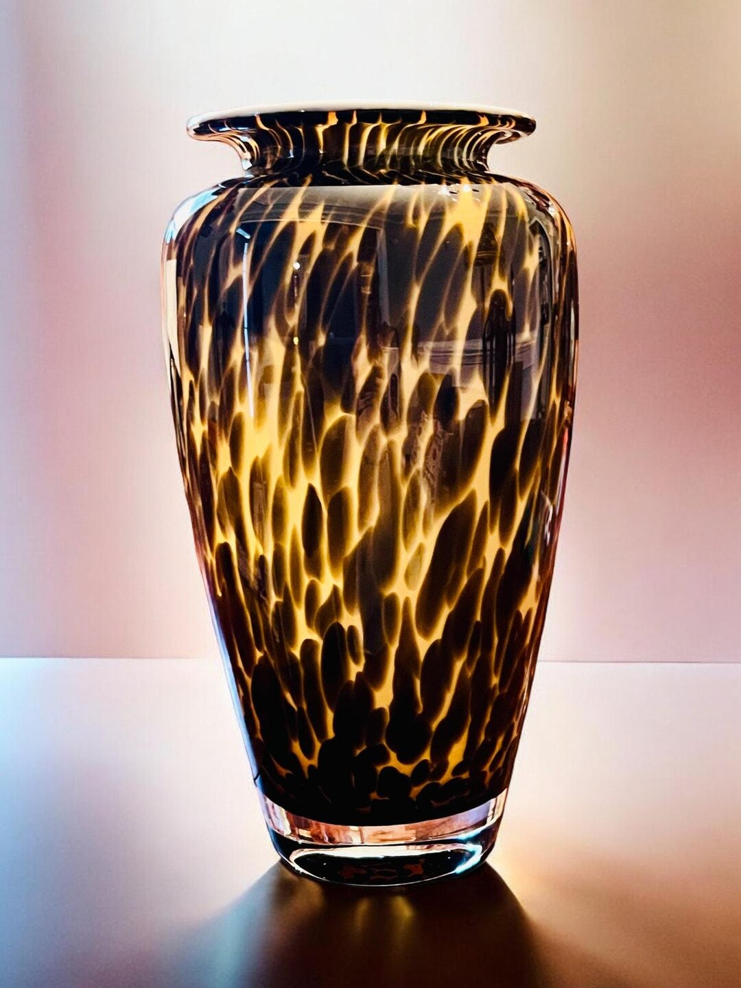 Tortoise Shell Cased Art Glass Vase-11'' Tall-hand Blown-polish-murano ...