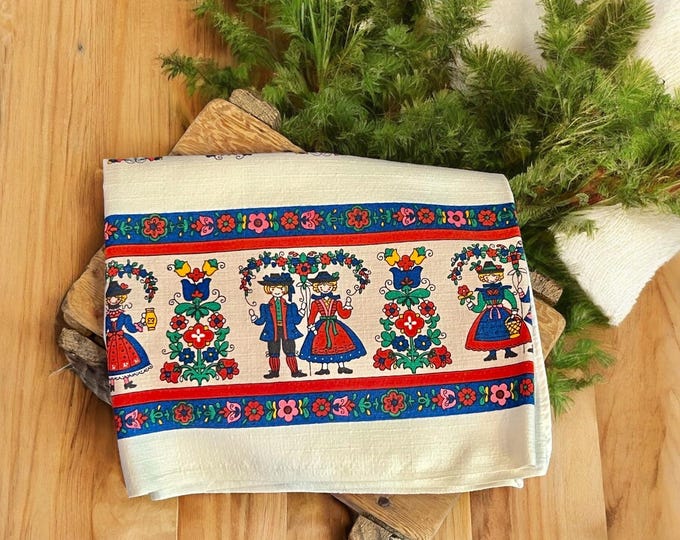 Vintage Swedish Folk Art Tablecloth-linen 50x41''-scandinavian-dutch ...