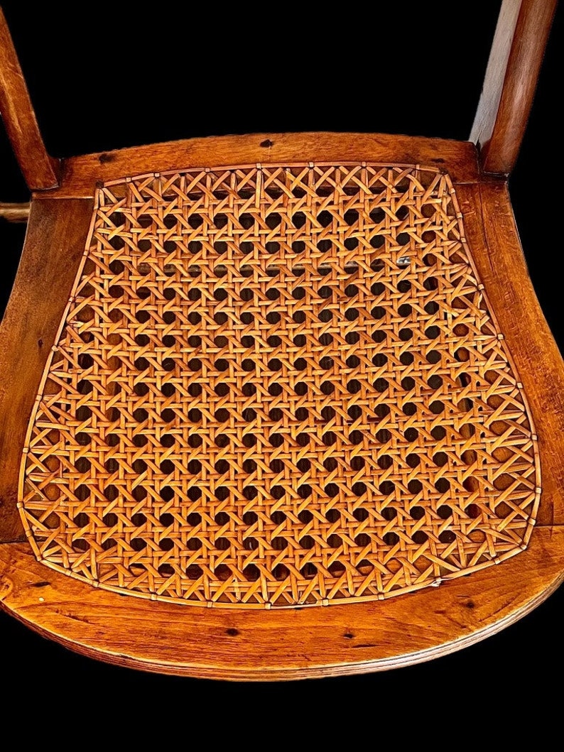 Cane Seat Early American Style Antique Curved Ladder Back Chair W ...