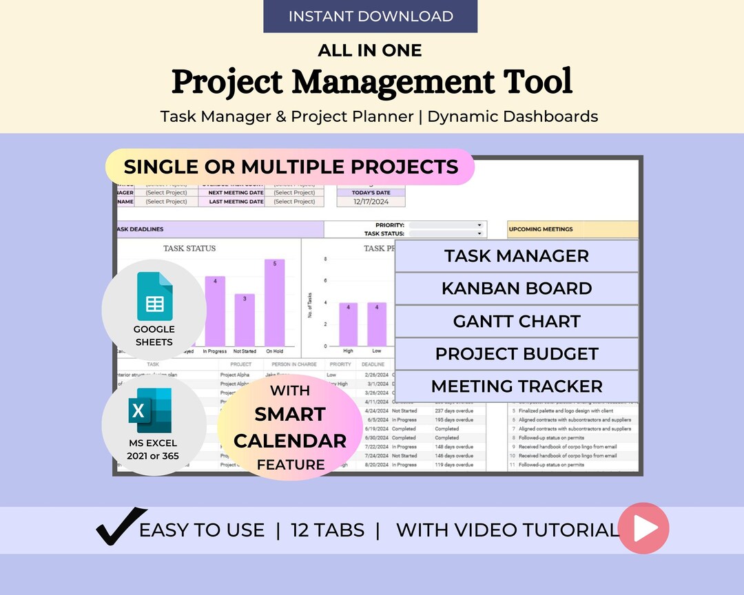 Project Management Template Google Sheets Project Planner Template ...