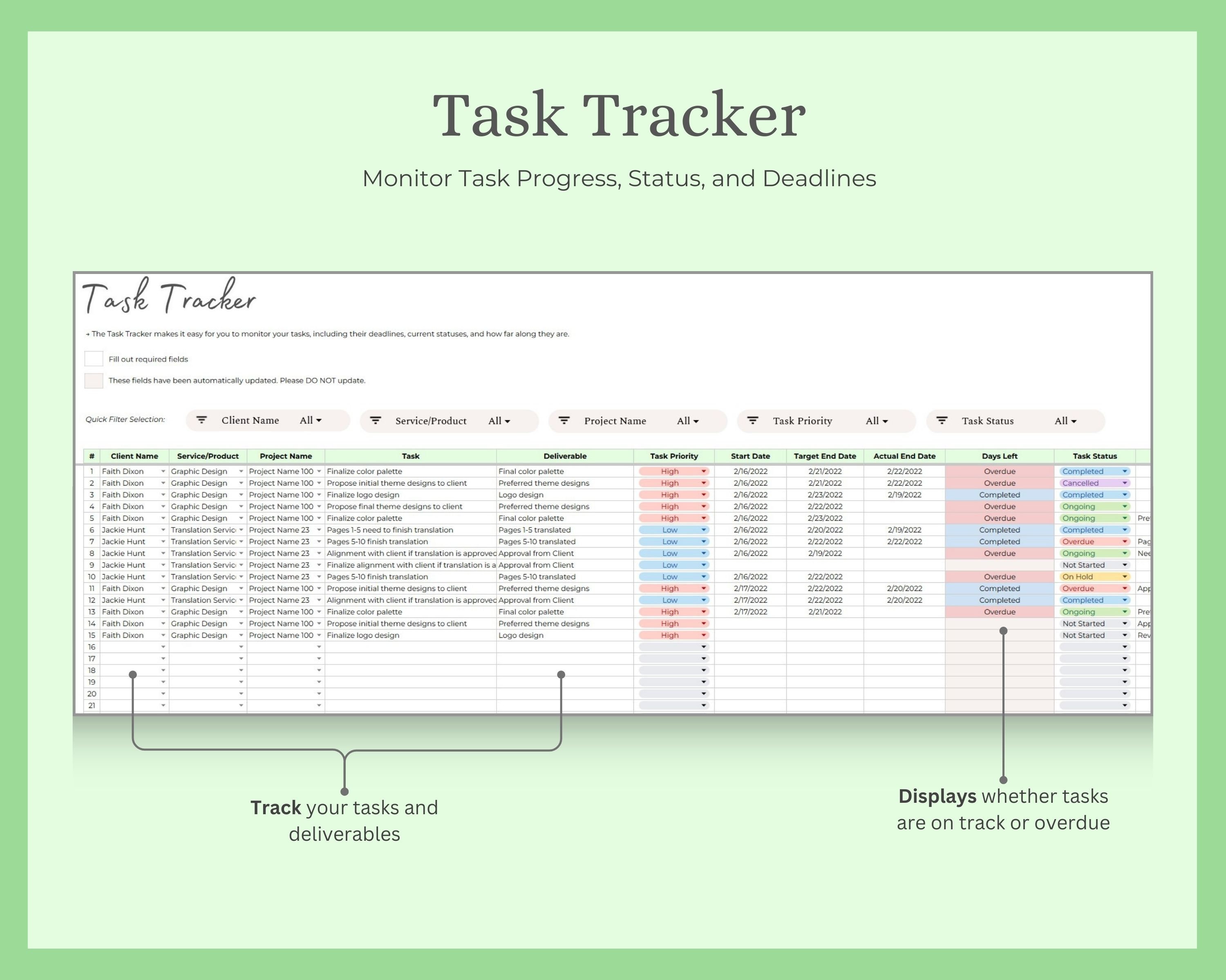 Client Tracker With Invoice & Payment Monitoring, Project Status and ...