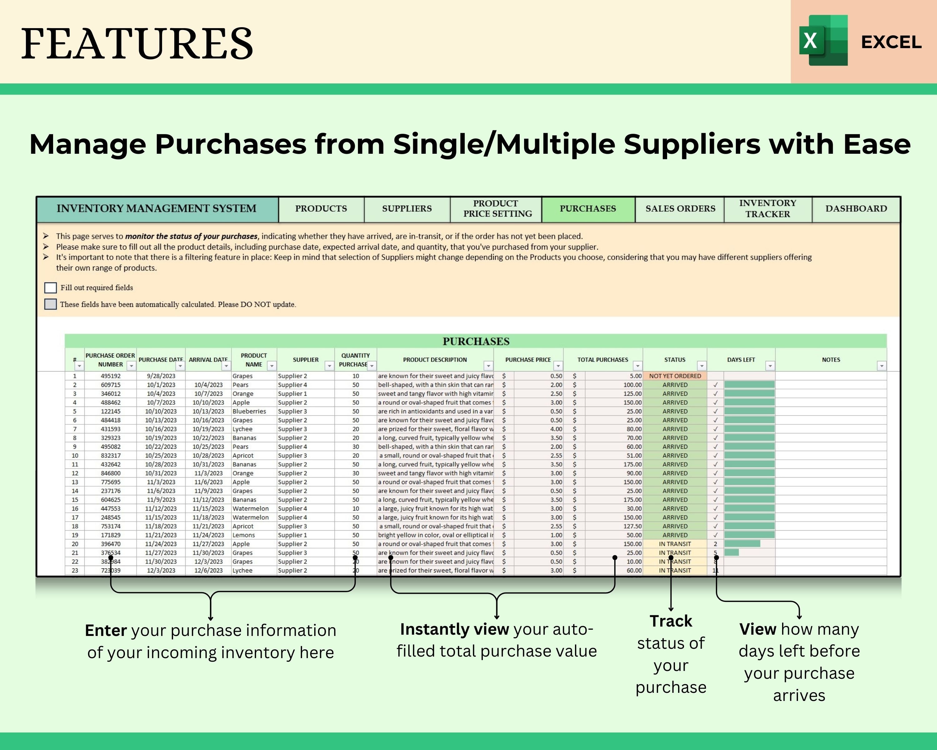 Sales and Inventory Tracker Excel Spreadsheet for Resellers, Dynamic ...