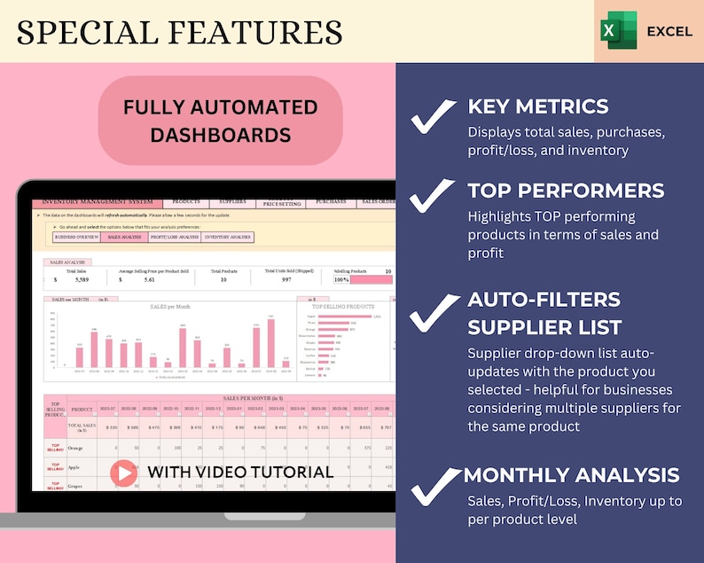 Inventory Management Excel Spreadsheet for Resellers, Sales and Profit ...