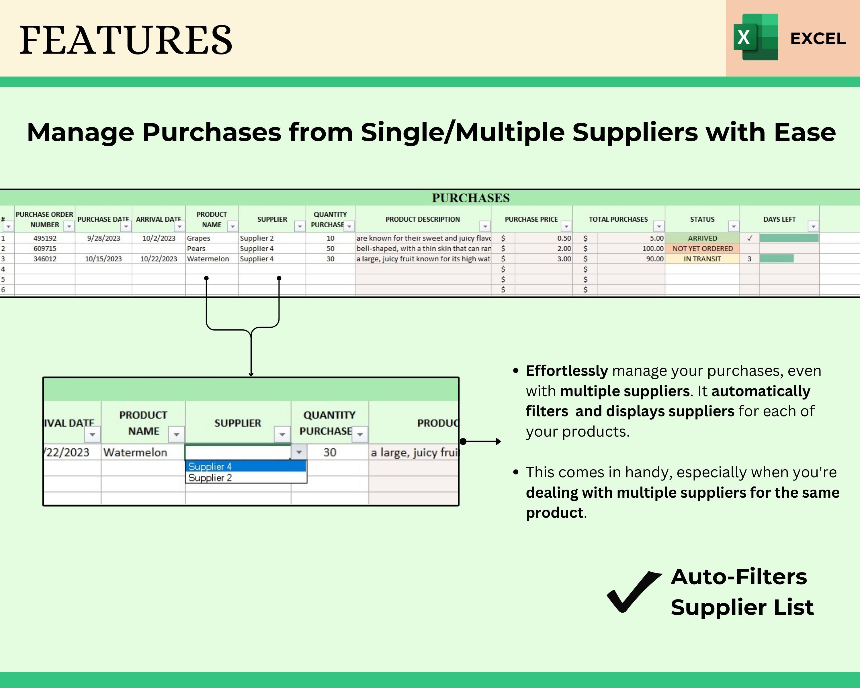 Sales and Inventory Tracker Excel Spreadsheet for Resellers, Dynamic ...