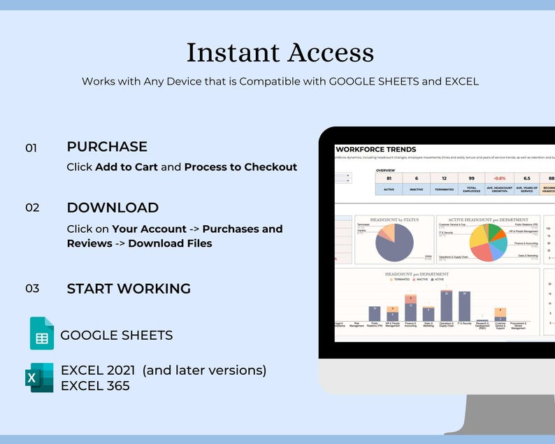 Employee Database Manager Excel Google Sheets Employee Data Tracker HR ...