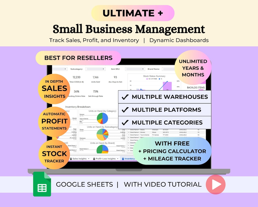 Small Business Bookkeeping Reseller Spreadsheet Template, Multiple ...