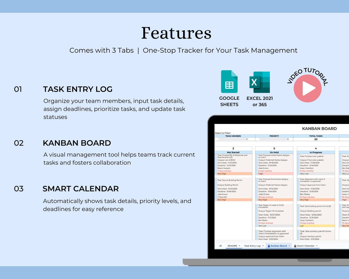 Kanban Board, Task Priority Tracker, Project Management Template ...