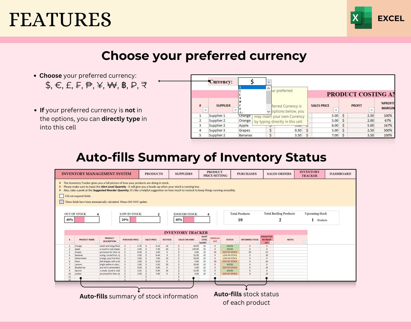 Inventory Management Excel Spreadsheet for Resellers, Sales and Profit ...
