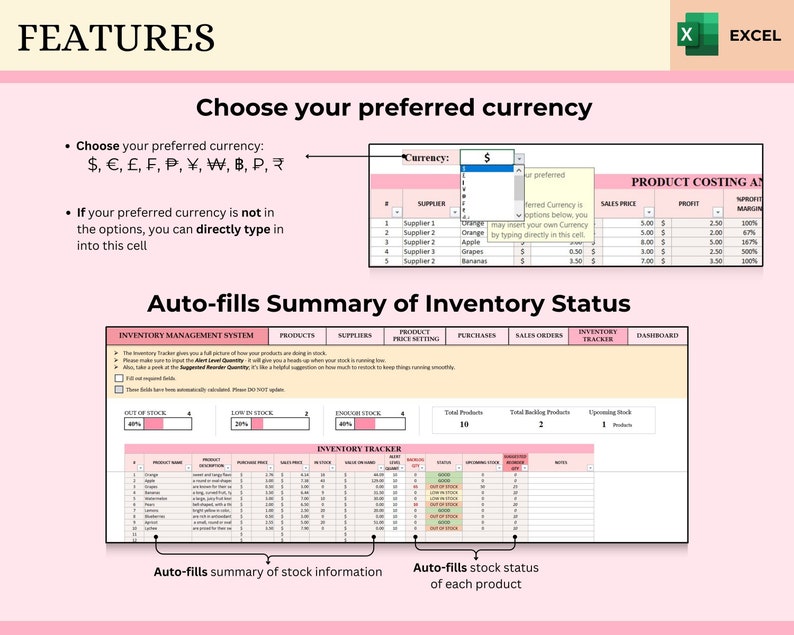 Inventory Management Excel Spreadsheet for Resellers, Sales and Profit ...