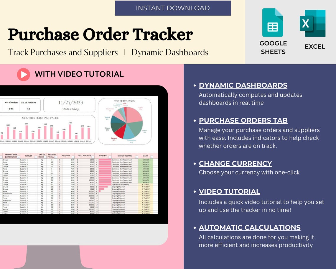Purchase Order Tracker for Small Business | Order Management Tracker ...