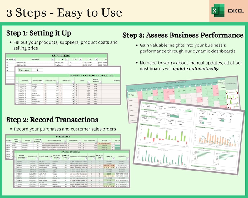 Sales and Inventory Tracker Excel Spreadsheet for Resellers, Dynamic ...