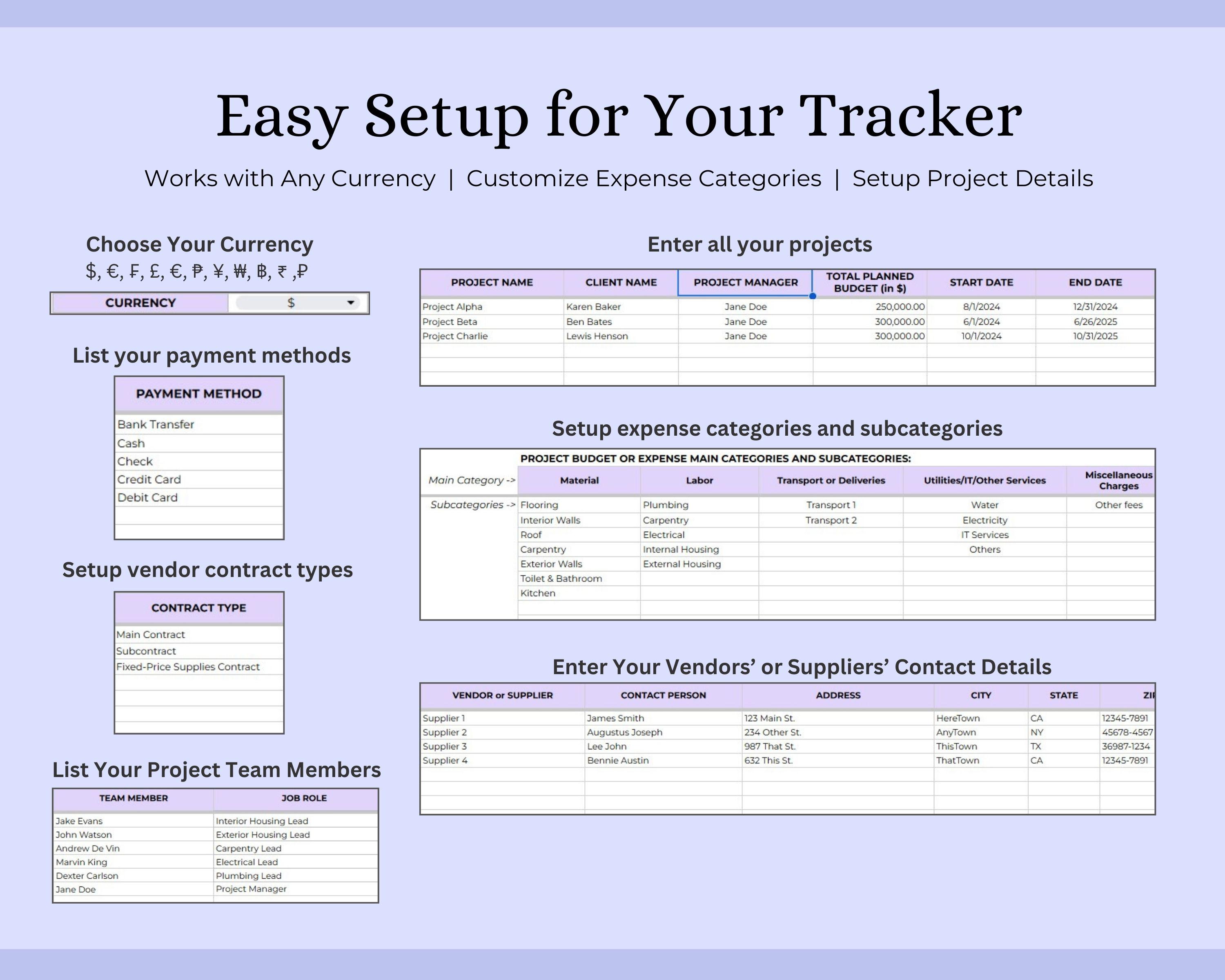 Project Budget Tracker Project Cost Tracker Excel Project Expense ...
