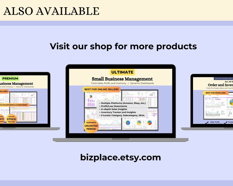 Reseller Spreadsheet for Small Business, Inventory Tracker, Monthly ...