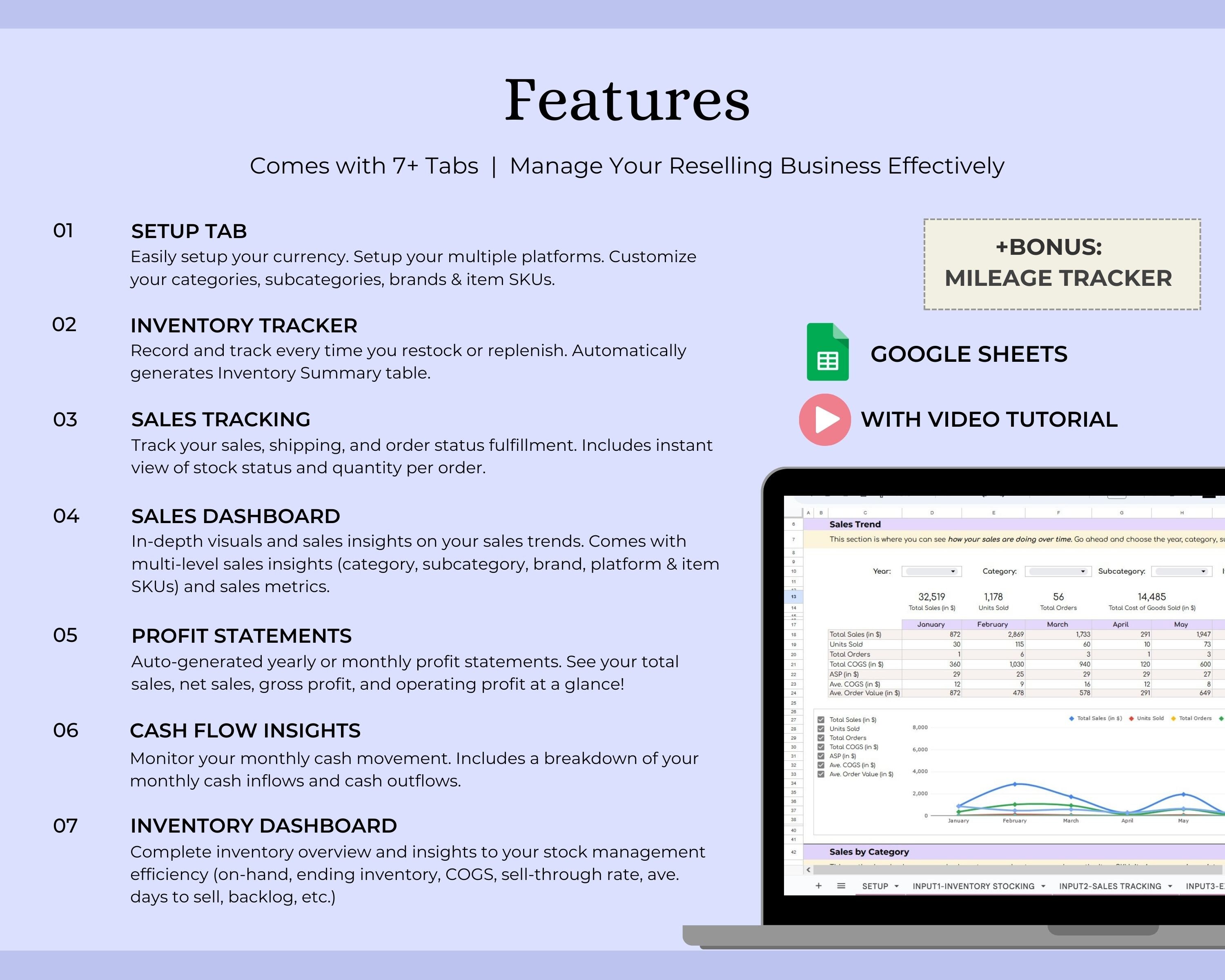 Small Business Reseller Spreadsheet, Automated Monthly Inventory ...