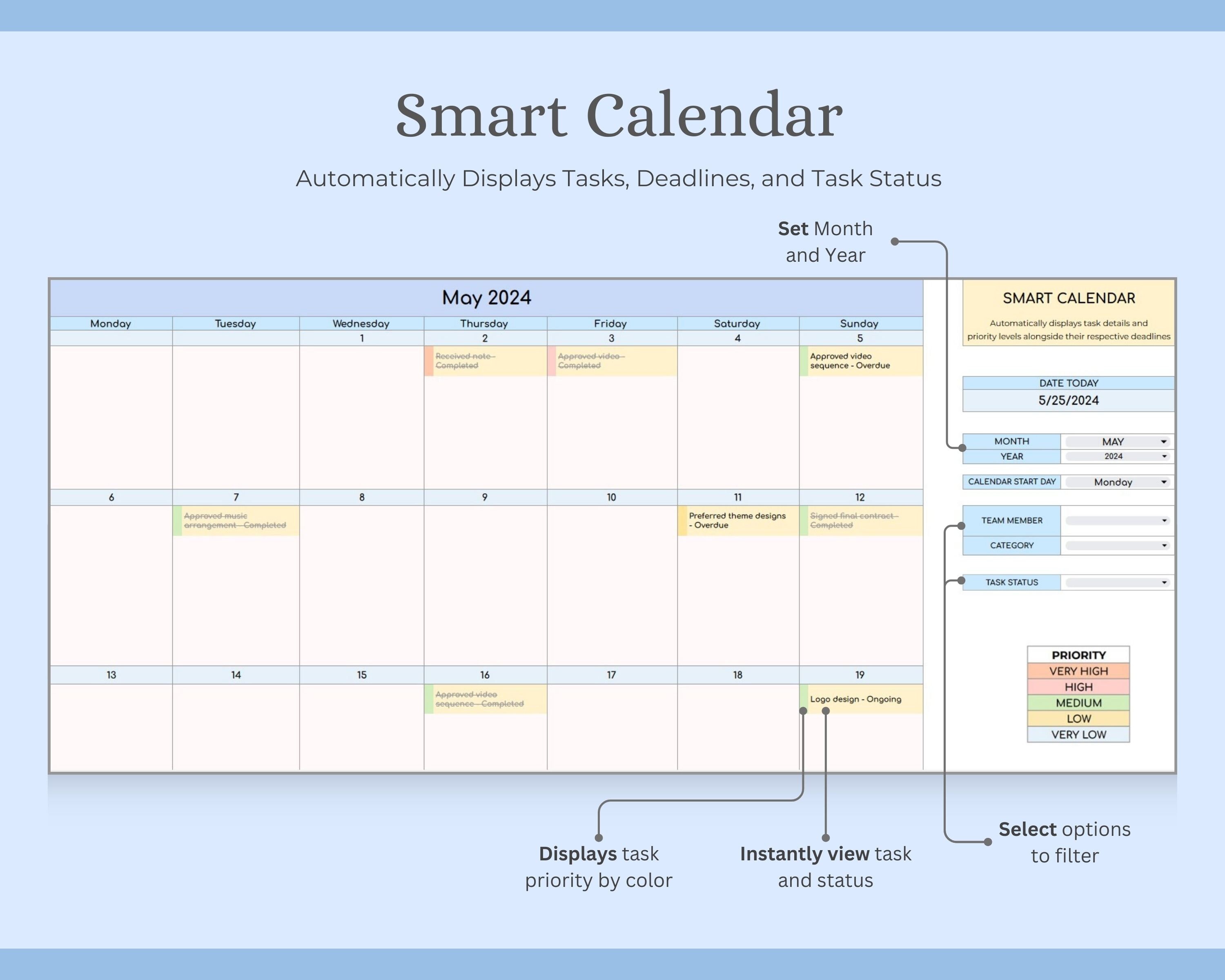 To Do List Tracker, Task Tracker Spreadsheet Template, Productivity ...