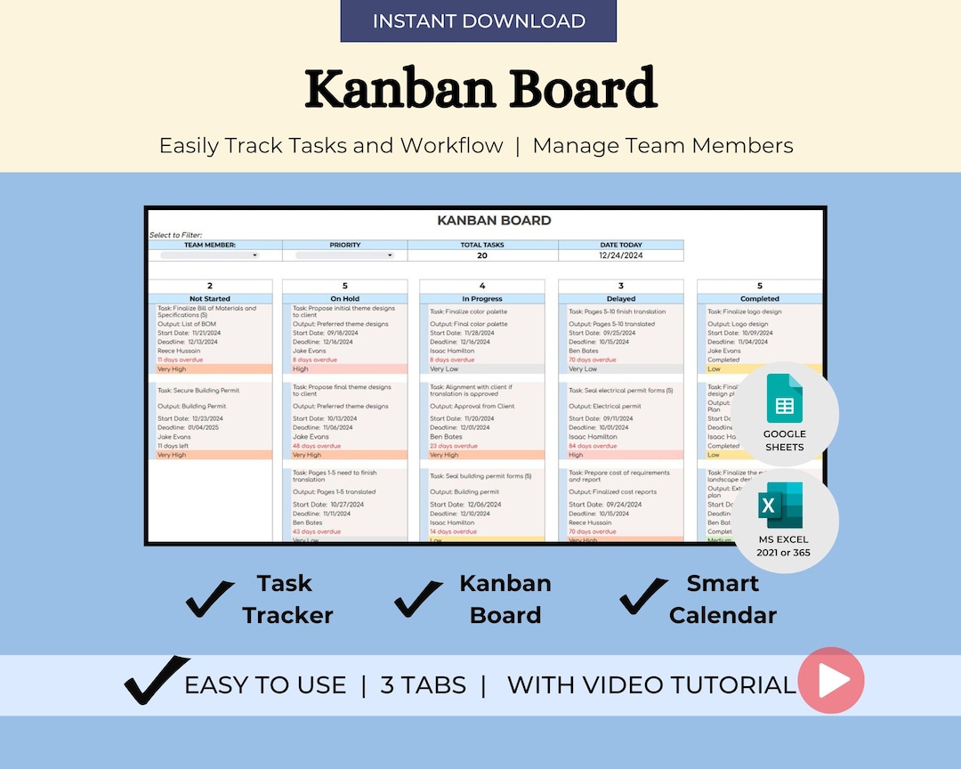 Kanban Board, Task Priority Tracker, Project Management Template ...