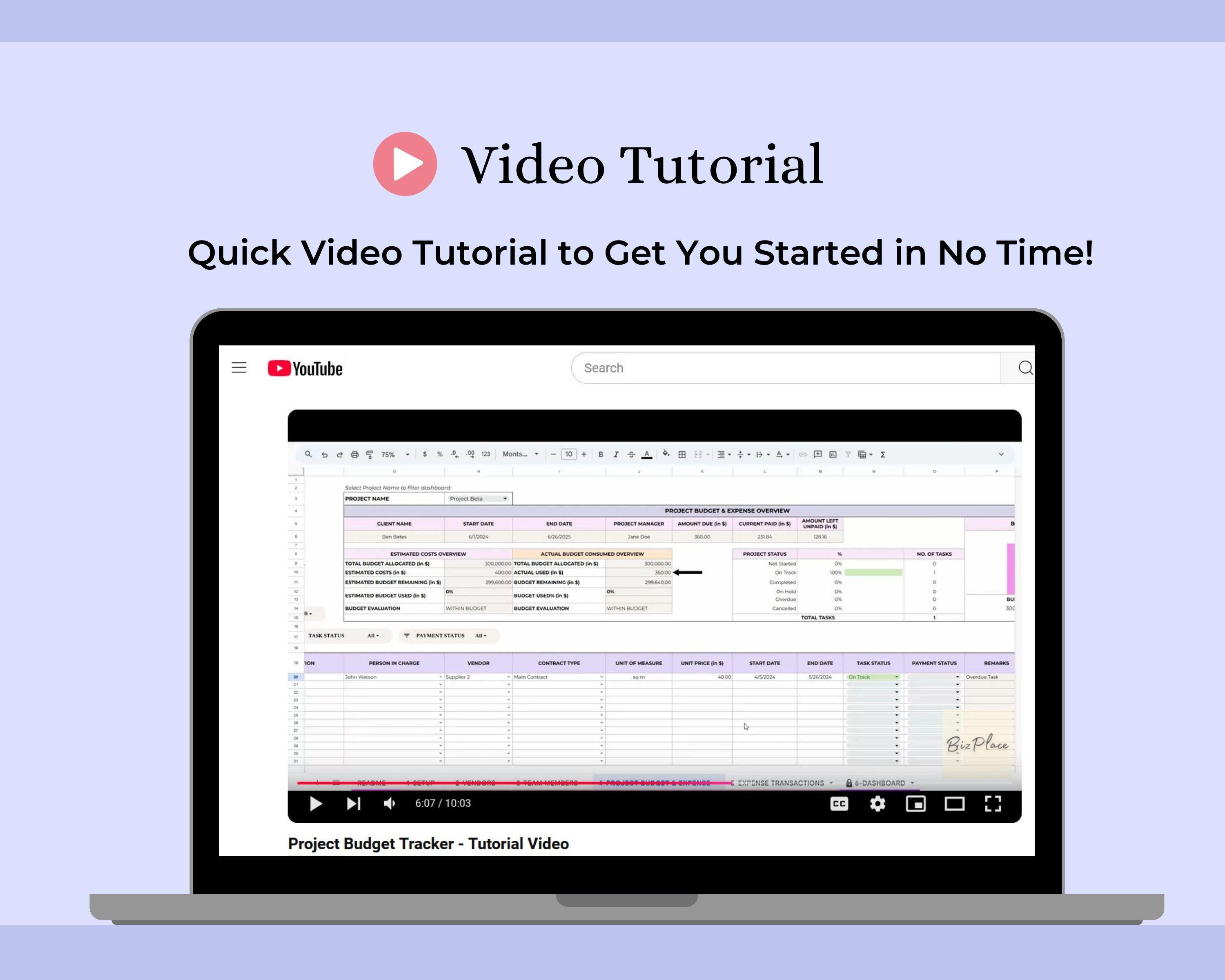 Project Budget Tracker Project Cost Tracker Excel Project Expense ...