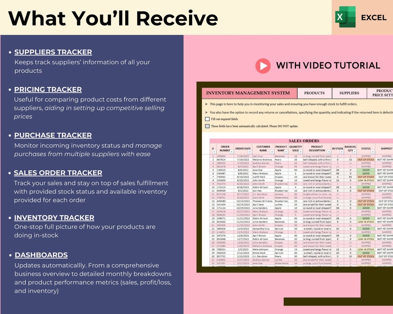 Inventory Management Excel Spreadsheet for Resellers, Sales and Profit ...