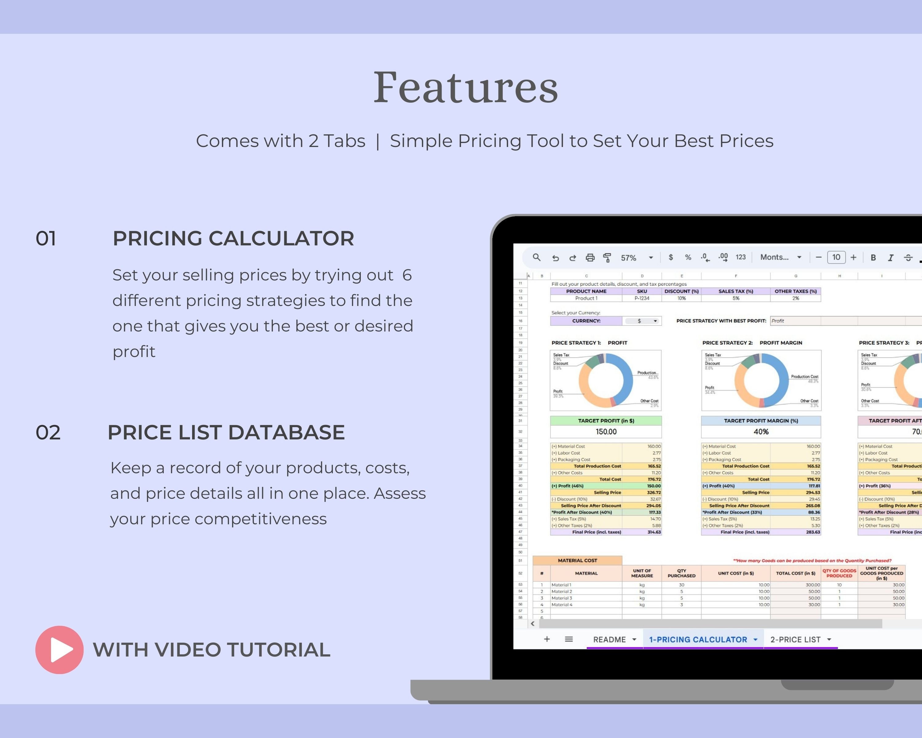 Pricing Calculator, Product Price Template, Small Business Planner, Set ...