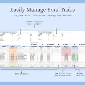 To Do List Tracker, Task Tracker Spreadsheet Template, Productivity ...