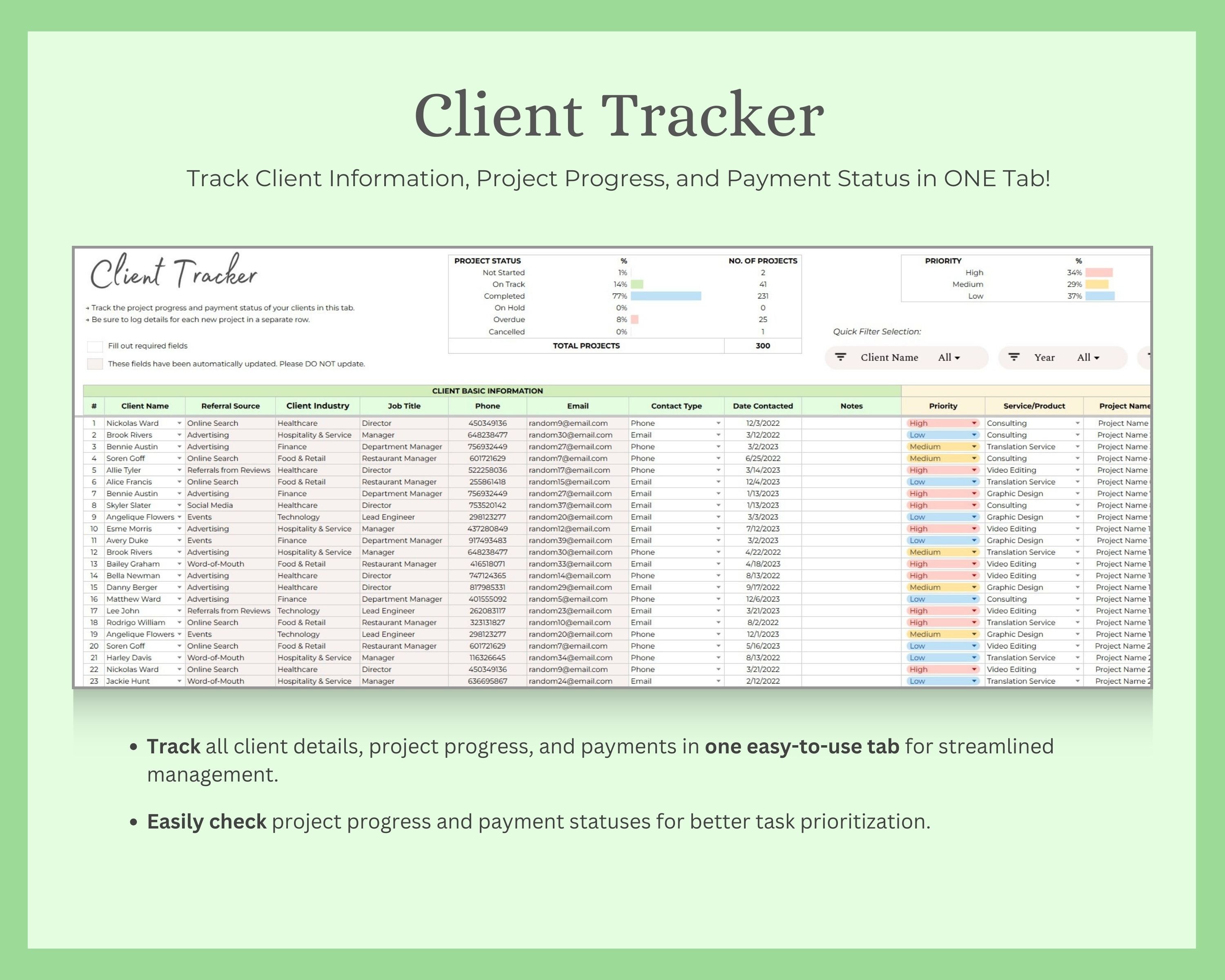Client Tracker With Invoice & Payment Monitoring, Project Status and ...