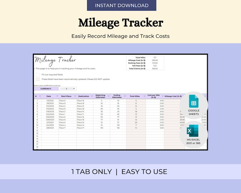 Mileage Tracker to Log Trips & Fuel Expenses, Track Toll, Parking ...