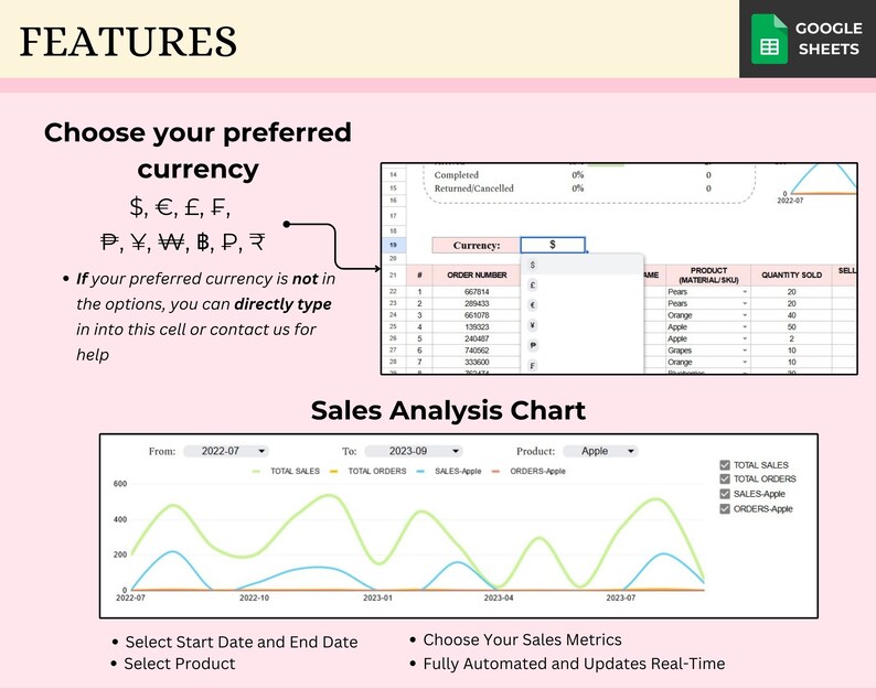 One Page Simple Sales Tracker for Small Business, Google Sheets, Sales ...