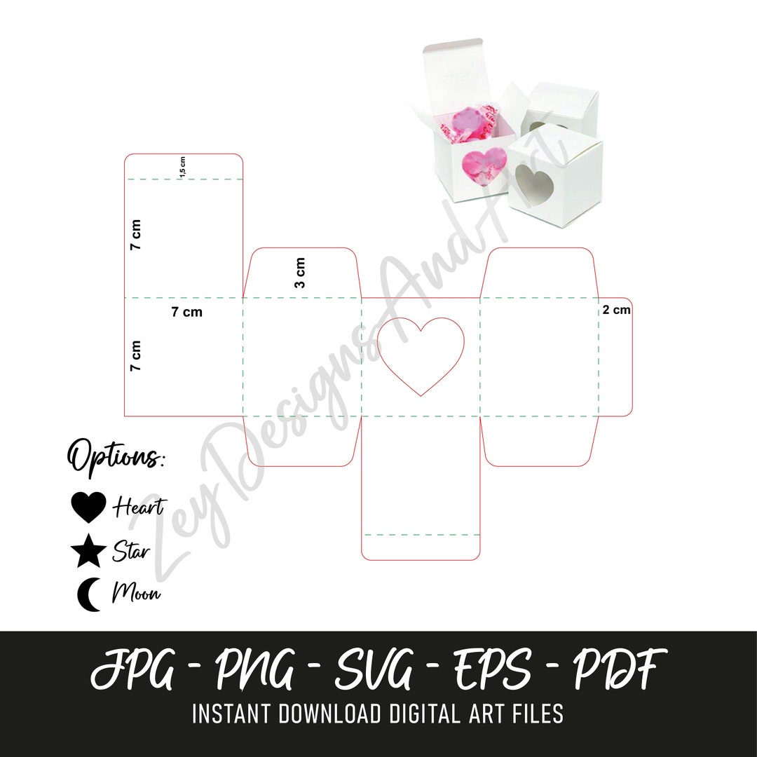 Valentine's Day Gift Box, Printable Box Template, Custom Packaging, DIY ...